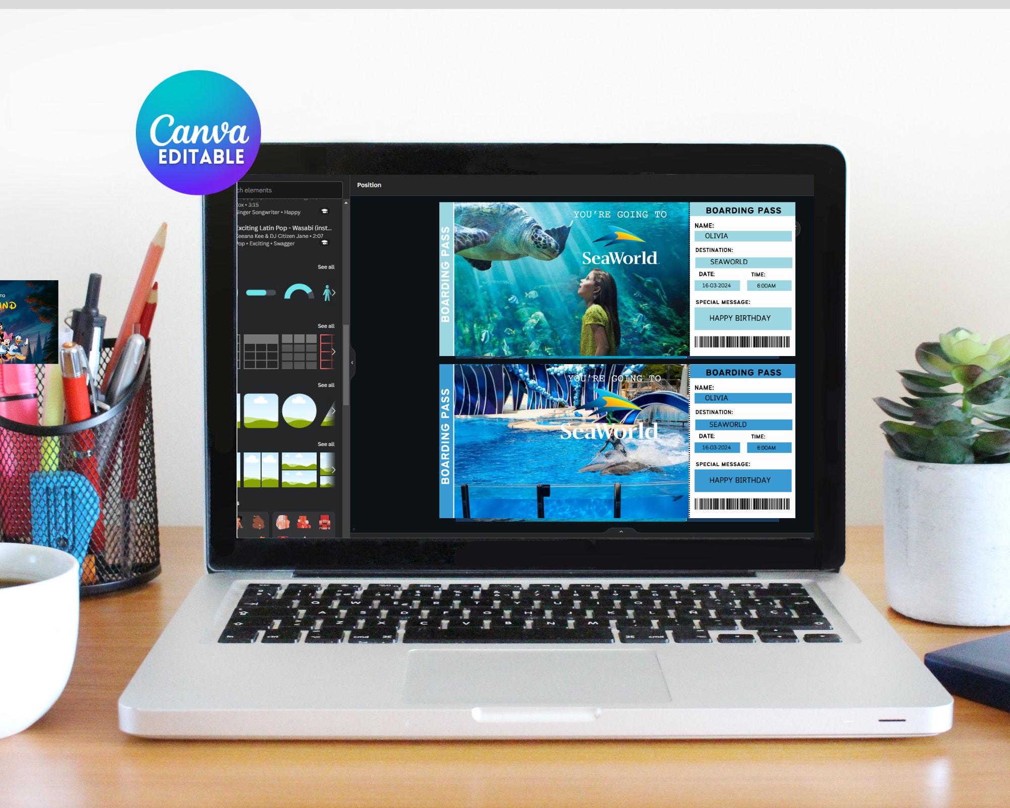 Editable Seaworld Trip Ticket Template: Printable Surprise Gift ...