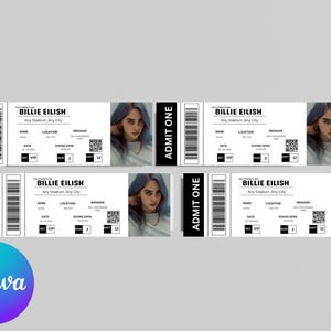 Personalized Billie Eilish Concert Ticket Template (digital Download ...