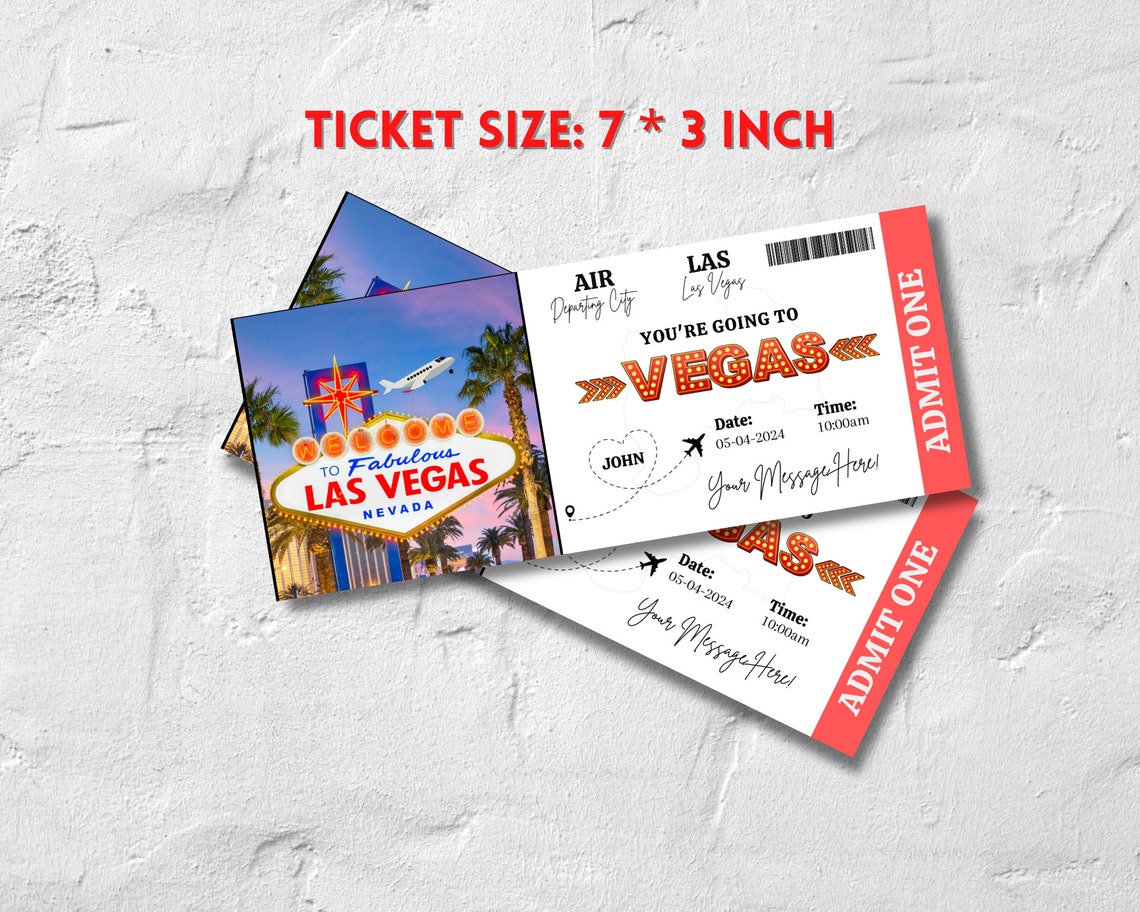 Canva Editable Las Vegas Ticket Template, Vacation Ticket, Surprise ...