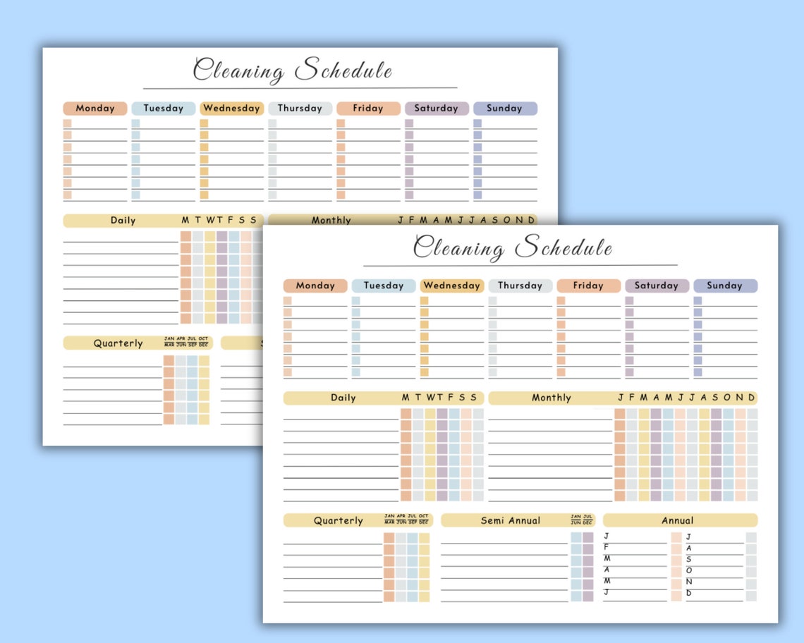 Editable Cleaning Schedule Template, Cleaning Checklist, Cleaning ...