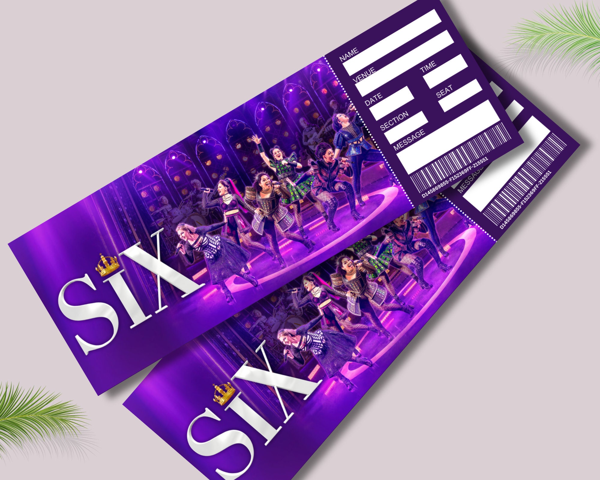 Editable Six Musical Broadway Surprise Ticket Template, Printable Six Musical Event Ticket ...