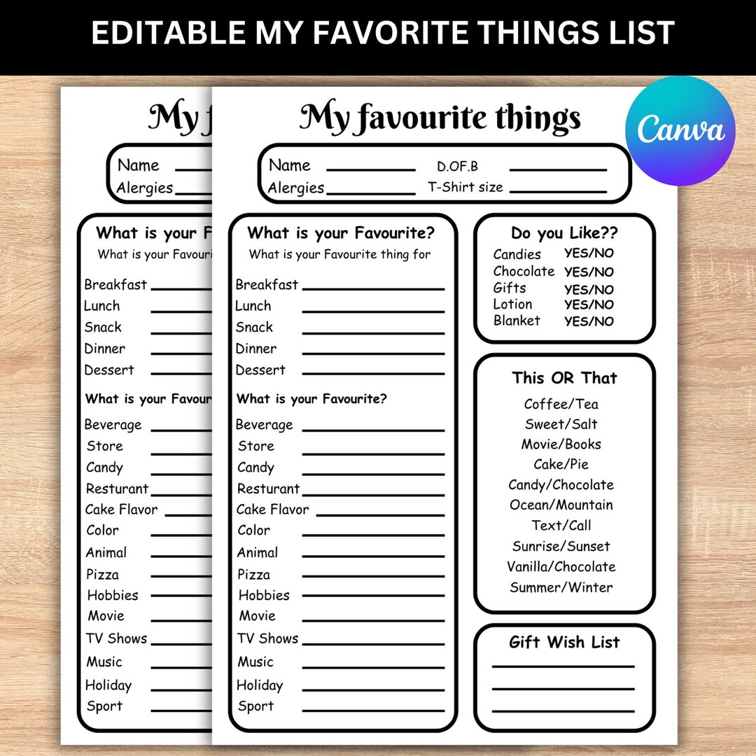 My Favorite Things to Do Worksheet, Printable Worksheet for Myself ...