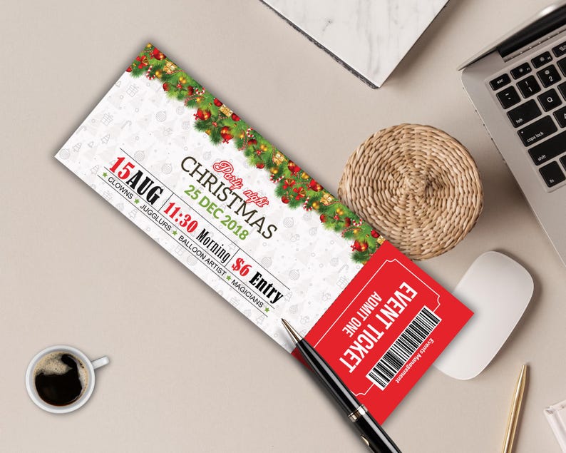 Printable Christmas Ticket Template: Surprise Gift Reveal (canva ...