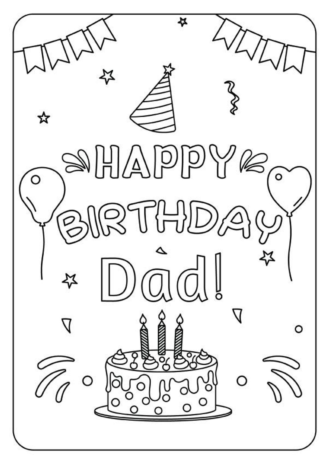 Happy Birthday Dad Coloring Page: Fill-in Template (PDF) - Etsy