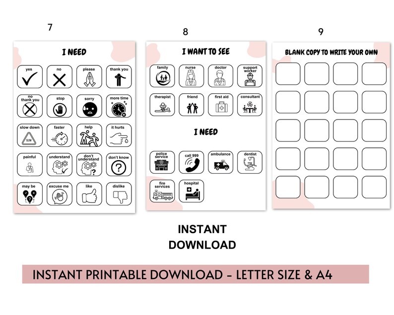 Basic Communication Board Template for Kids, Language Board, Non Verbal ...