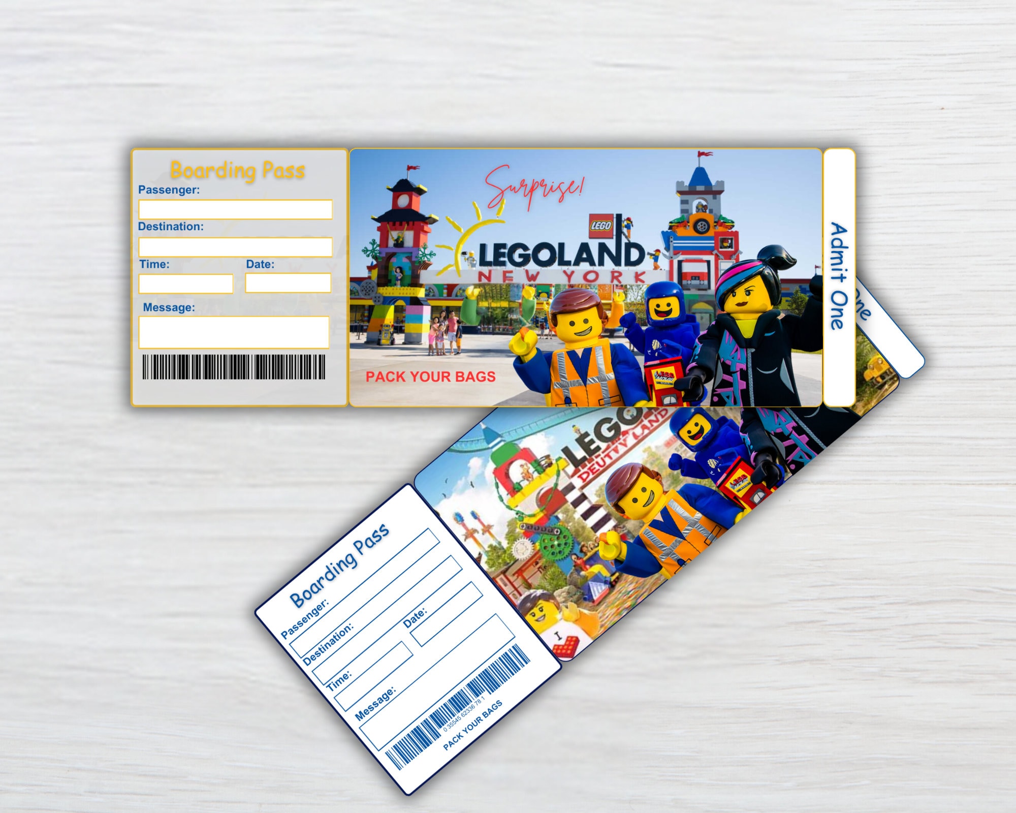 Editable Legoland Theme Park Boarding Pass Ticket, Vacation Trip Ticket ...