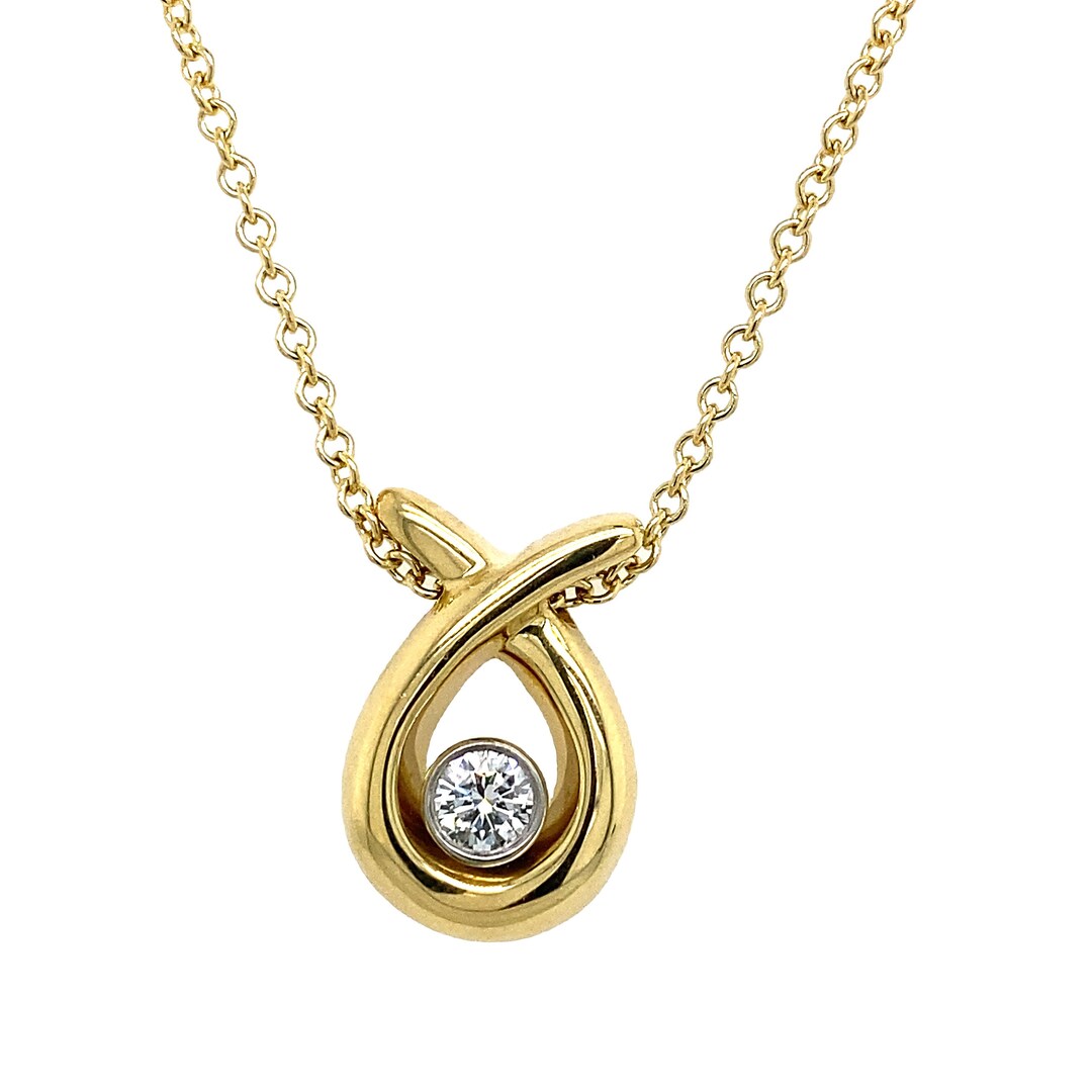 Asprey 18ct Yellow Gold Necklace Set With 1 Round Brilliant Cut Diamond ...