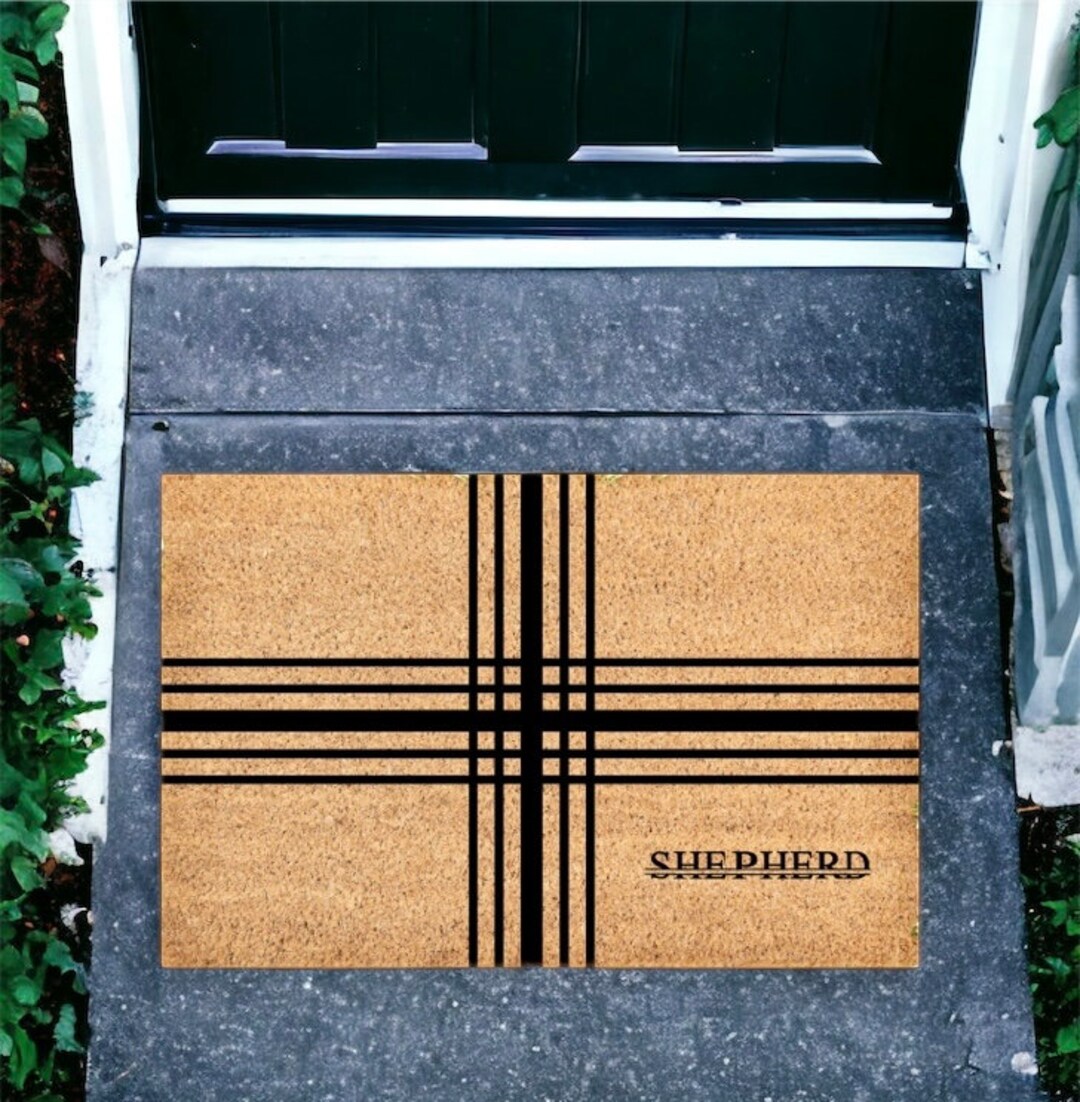 Plaid Welcome Doormat Customizable Plaid Doormat Family Name Doormat ...