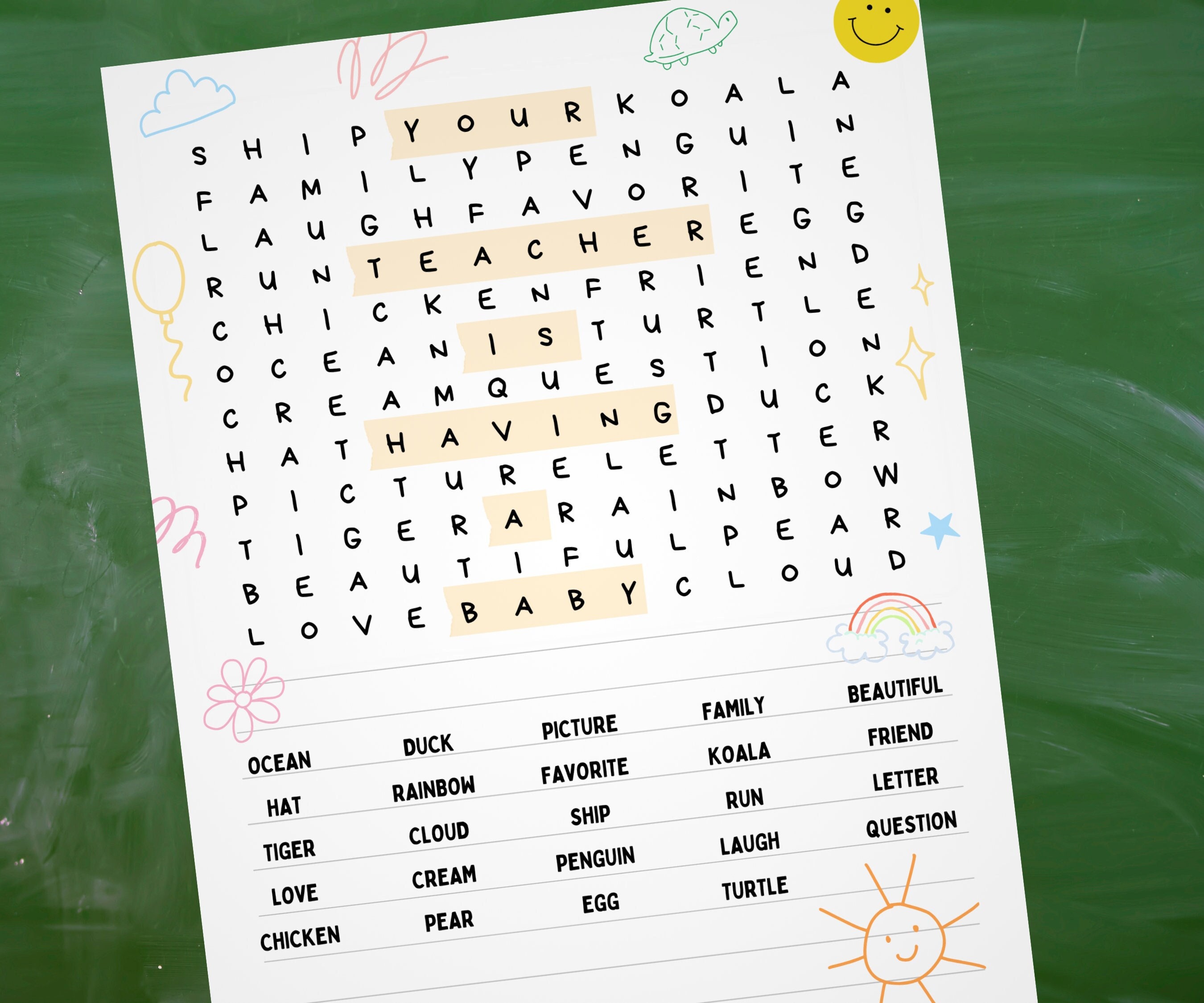 Teacher Pregnancy Announcement to Students | Fun Word Search for ...