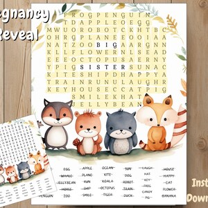 Big Sister Word Search, Sibling Pregnancy Reveal, Birth Announcement ...