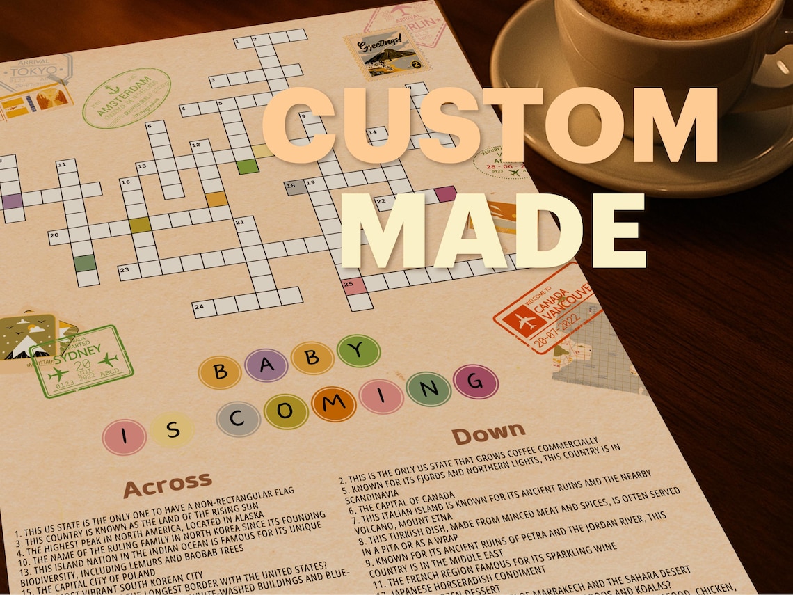 Customize Your Pregnancy Announcement, Baby Announcement Crossword ...