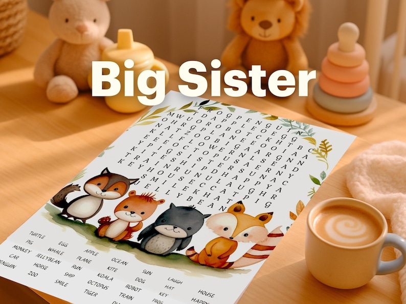 Big Sister Word Search Game | Pregnancy Reveal for Siblings | Printable ...