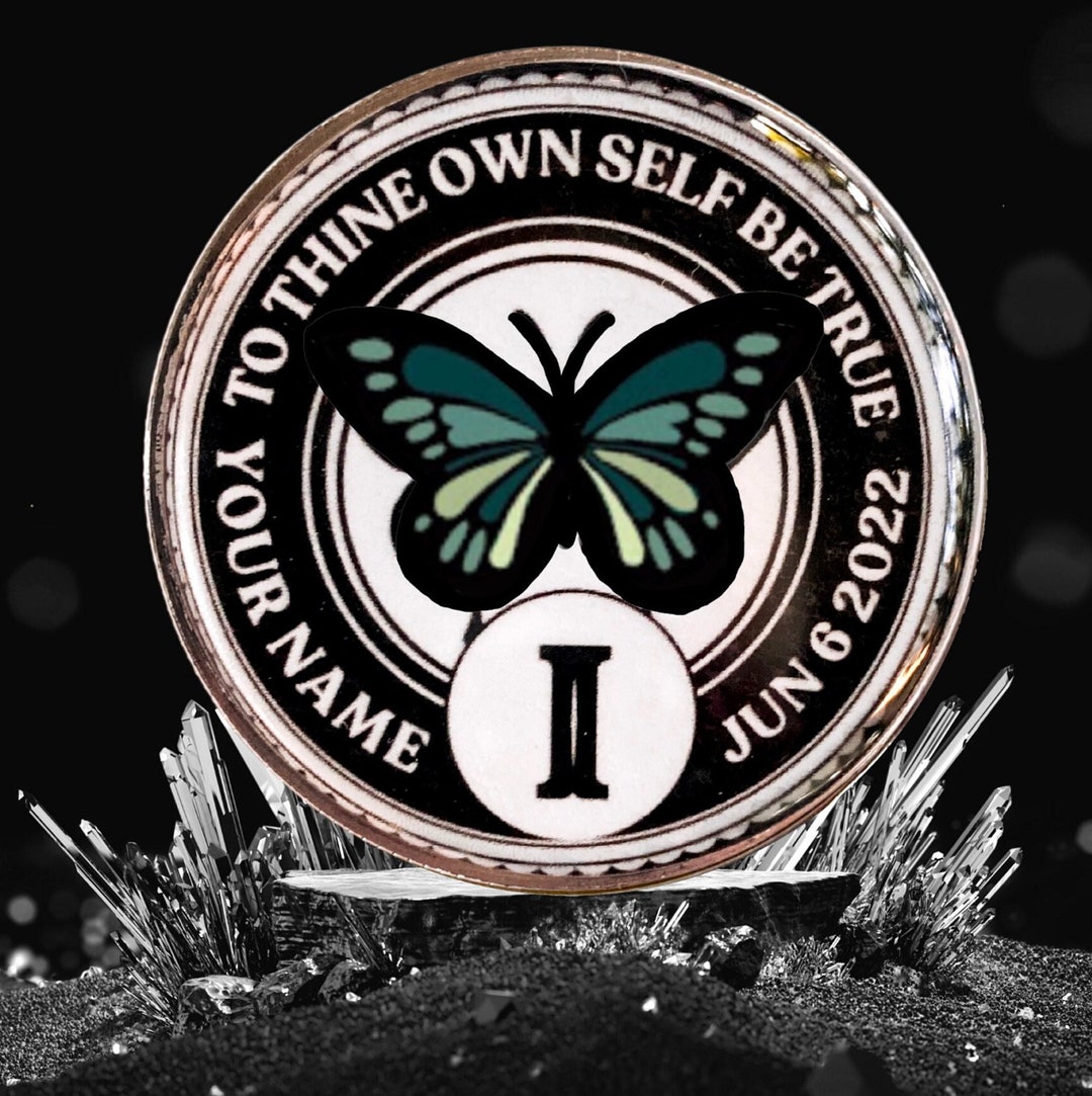 Custom Sobriety Coin With Butterfly for Twelve Step - Etsy