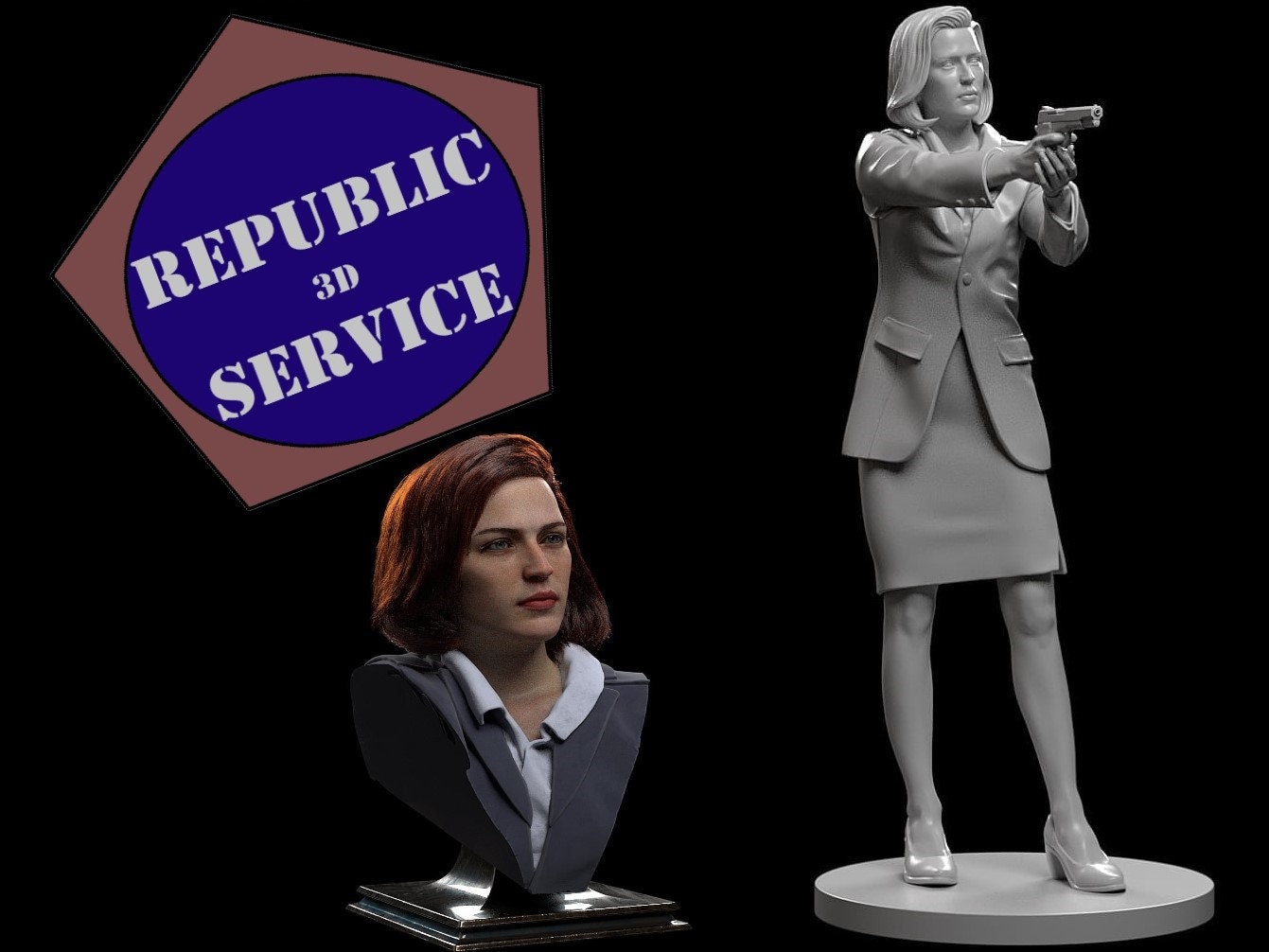 Scully Statue 3D Model for Printing Digital Download STL 3D - Etsy ...