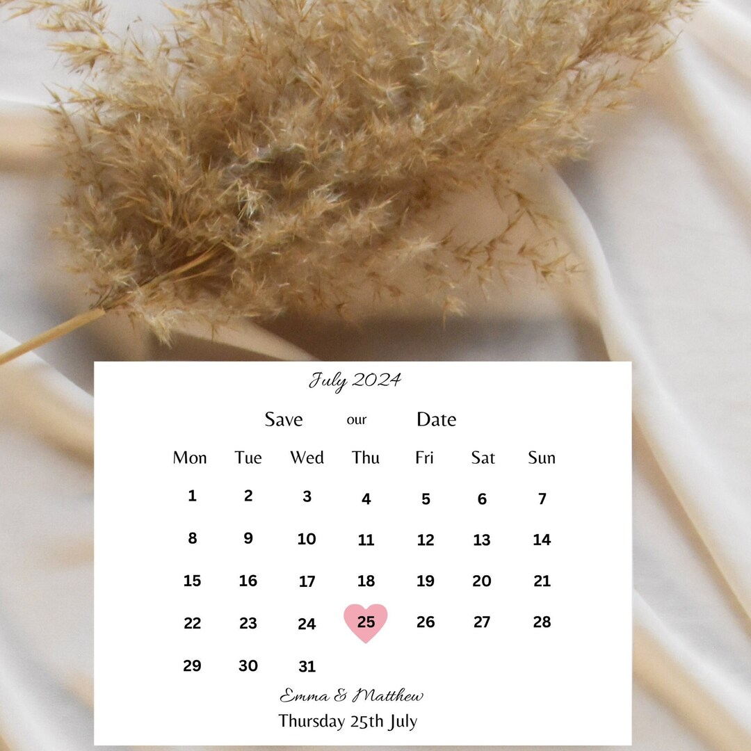 Editable Calendar Save the Date Template, Save the Date Cards, Modern ...