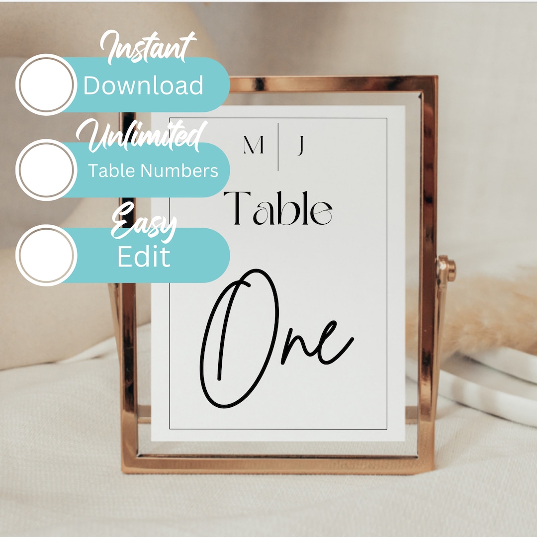 Editable Table Numbers Template Editable Table Number Cards, Instant ...