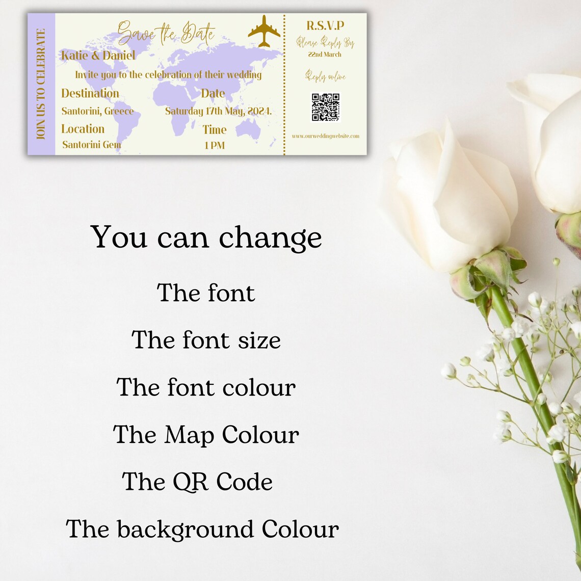 Destination Wedding Invitation, Boarding Pass Invitation, Printable ...