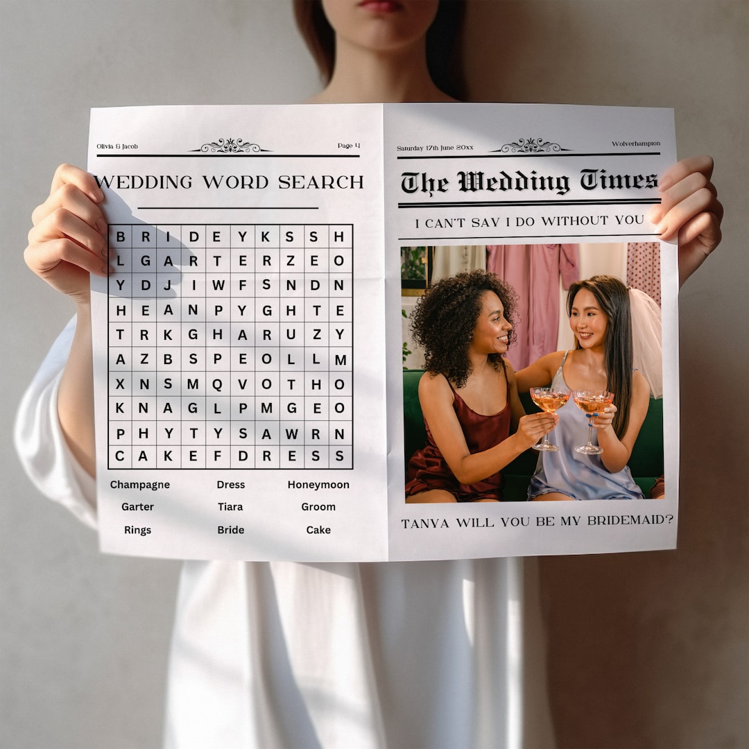 Bridesmaid Proposal Newspaper, Bridesmaid Proposal Card Editable ...