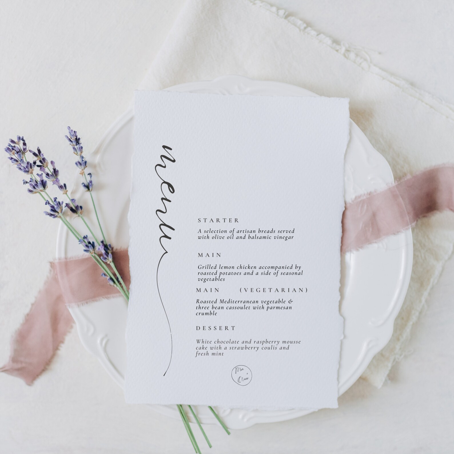 Minimalist Wedding Menu Template, Modern Script Wedding Dinner Menu ...