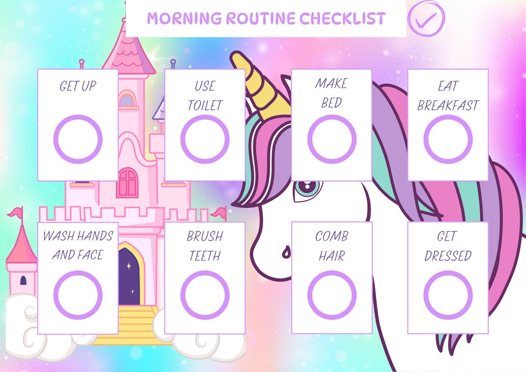 Childrens Daily Routine Checklist, Routine Checker, Morning, Evening ...