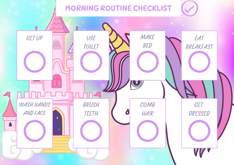 Childrens Daily Routine Checklist, Routine Checker, Morning, Evening ...