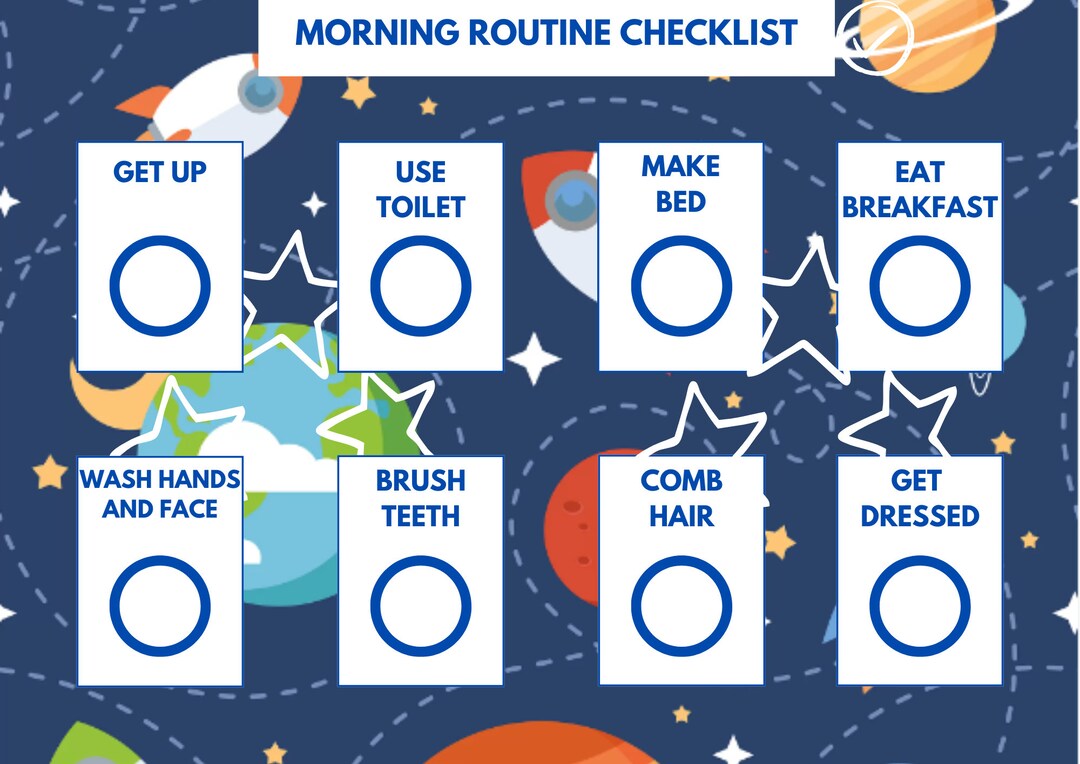 Childrens Daily Routine Checklist, Routine Checker, Morning, Evening ...