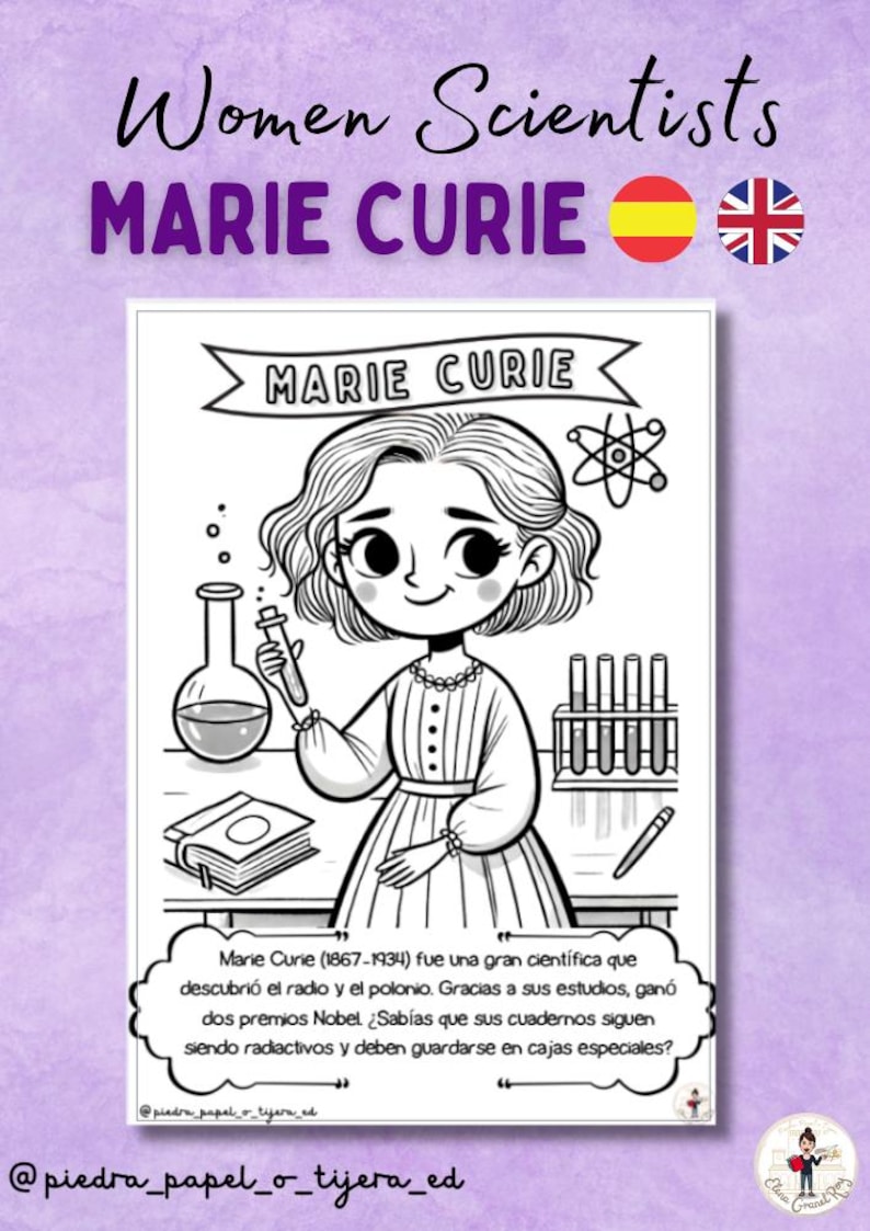 Marie Curie "women Scientists" Colouring Worksheet - Etsy