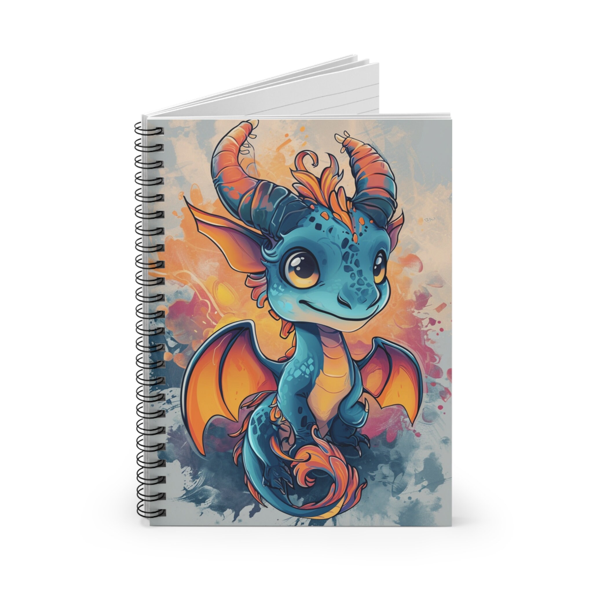 Spiral Notebook | Kawaii Chibi Dragon Journal | Ruled Line Diary ...