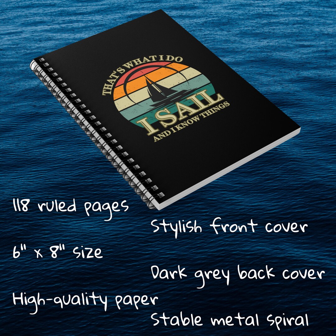 Spiral Notebook | Retro Sailing Journal | Ruled Line Diary Workbook | 6 ...