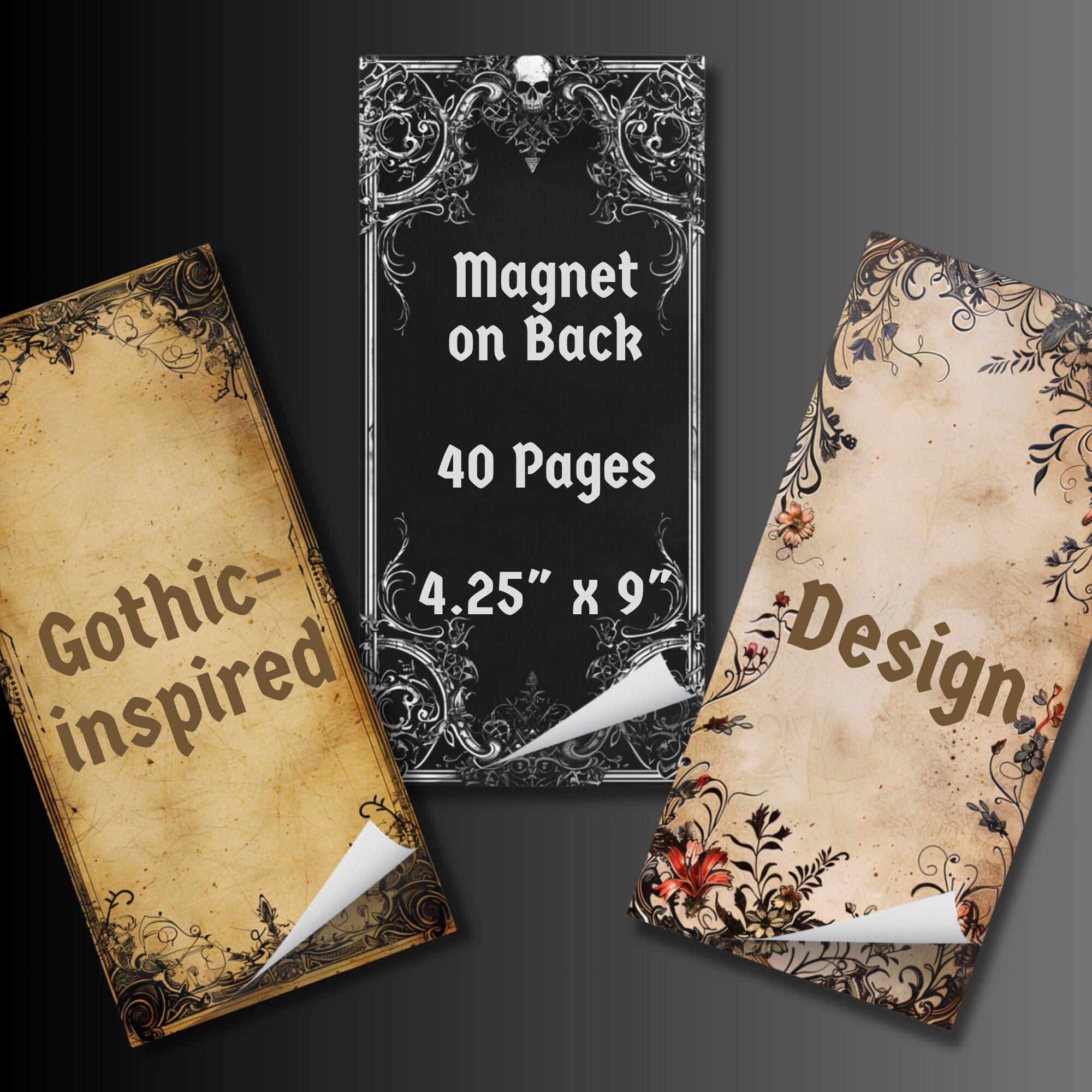 Magnetic Notepad Gothic Floral Refrigerator Notes Dark Academia Memos ...