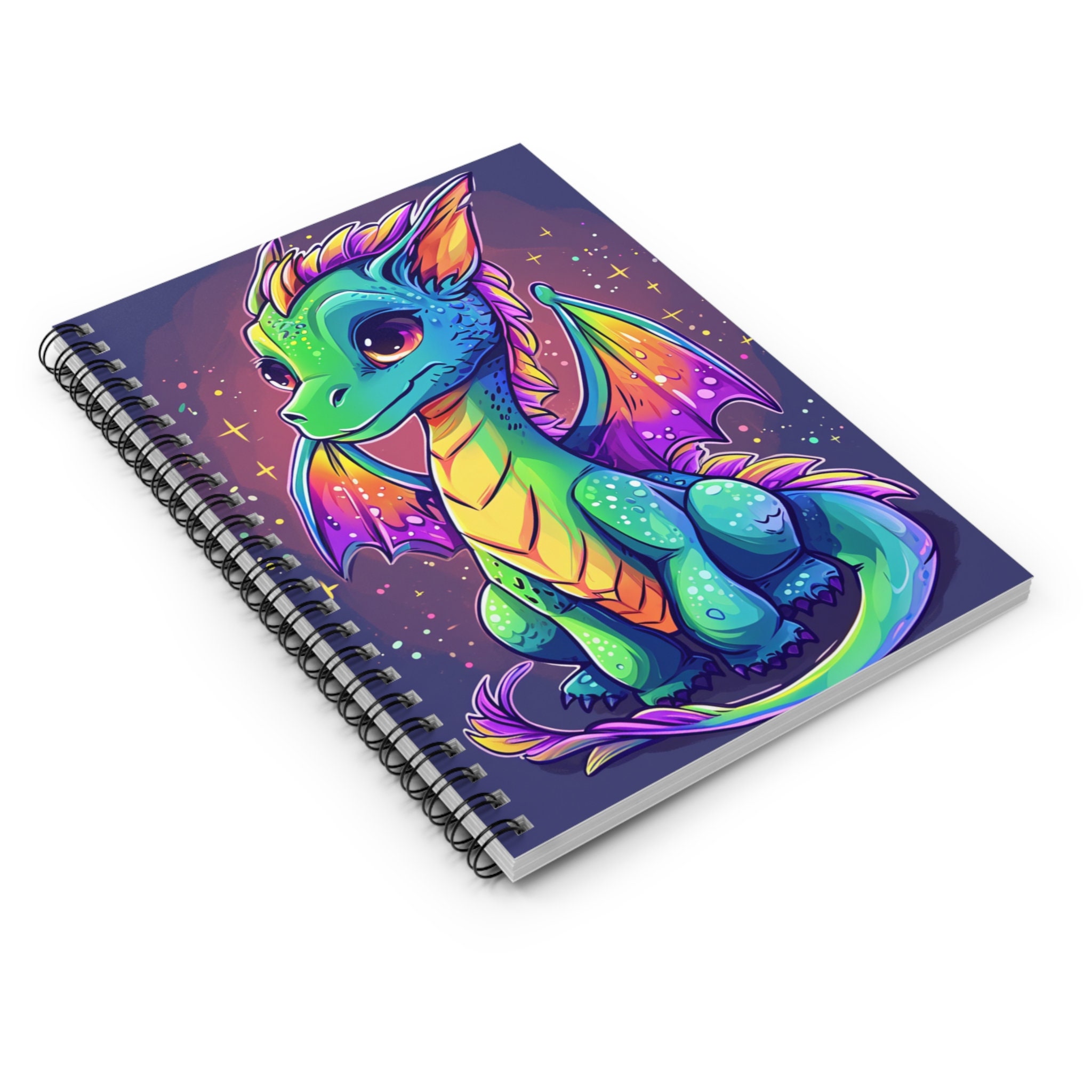 Spiral Notebook | Kawaii Chibi Rainbow Dragon Journal | Ruled Line ...