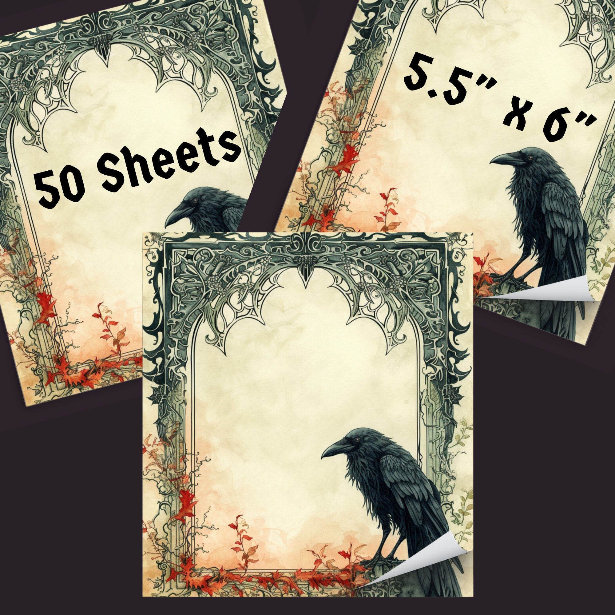 Notepad Gothic Crow Notes Dark Academia Memos for Home, School, Work ...