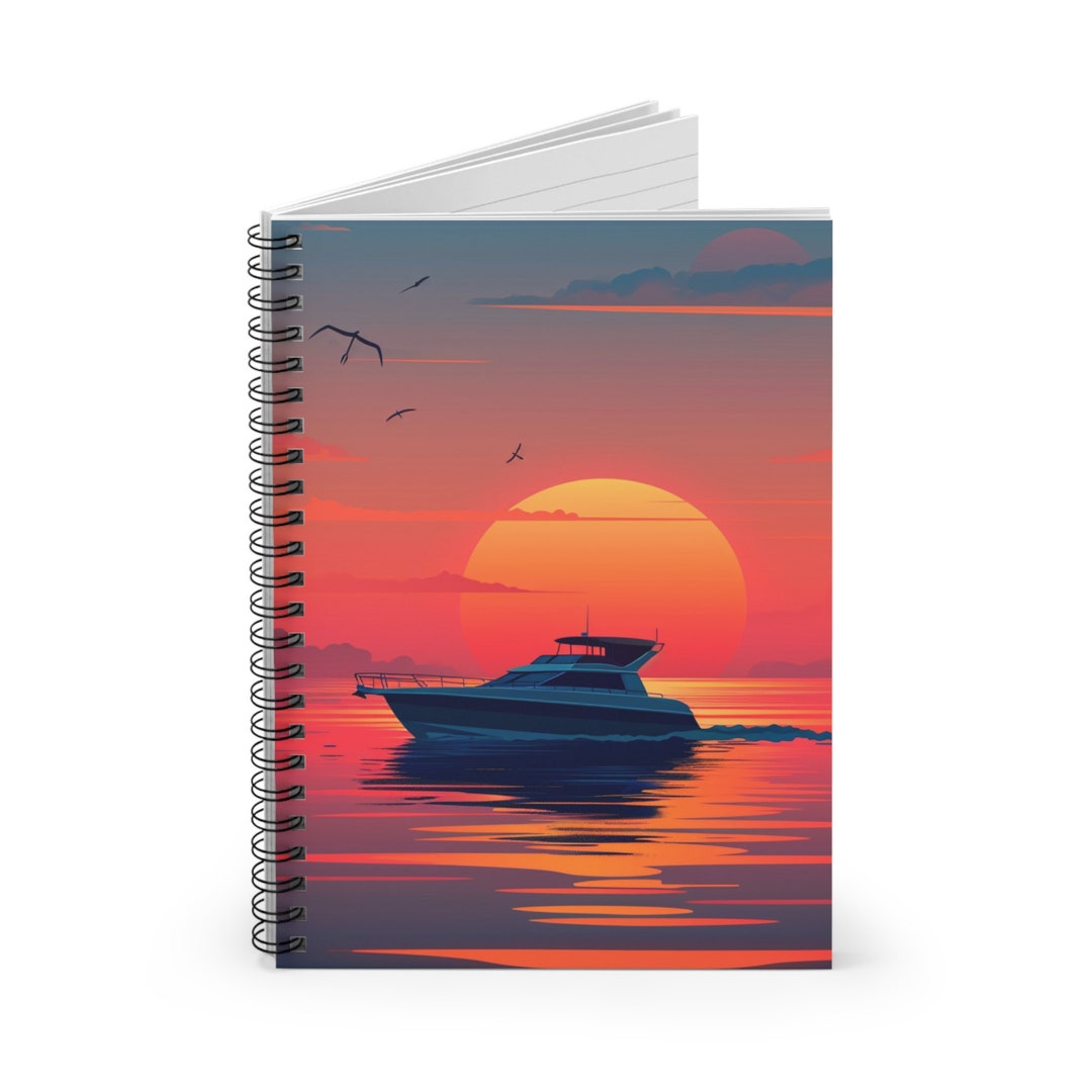 Spiral Notebook | Cool Boat Journal | Ruled Line Diary Workbook | 6 X 8 ...