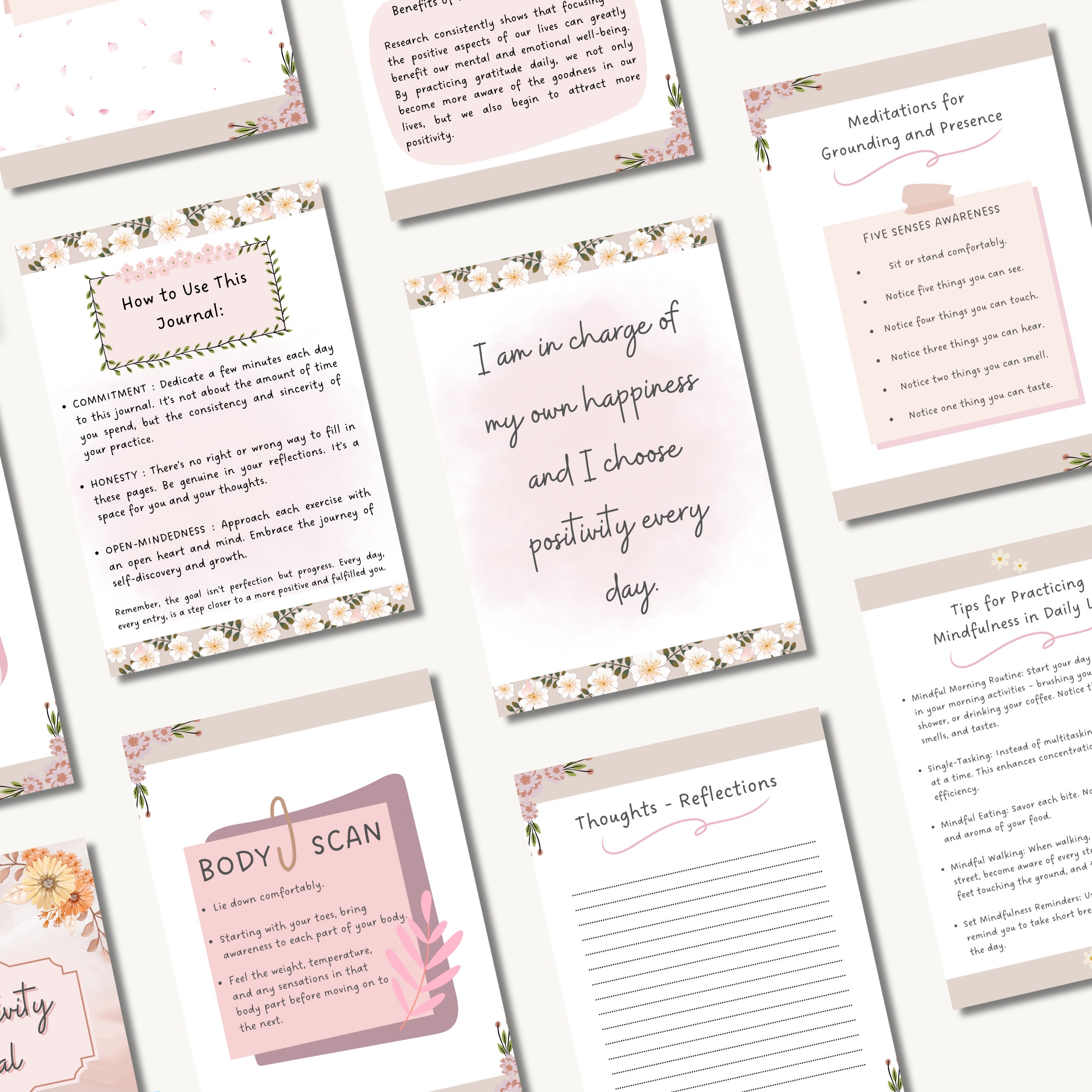 Positivity Journal, Self Care Printable Diary, Gratitude Journal With ...