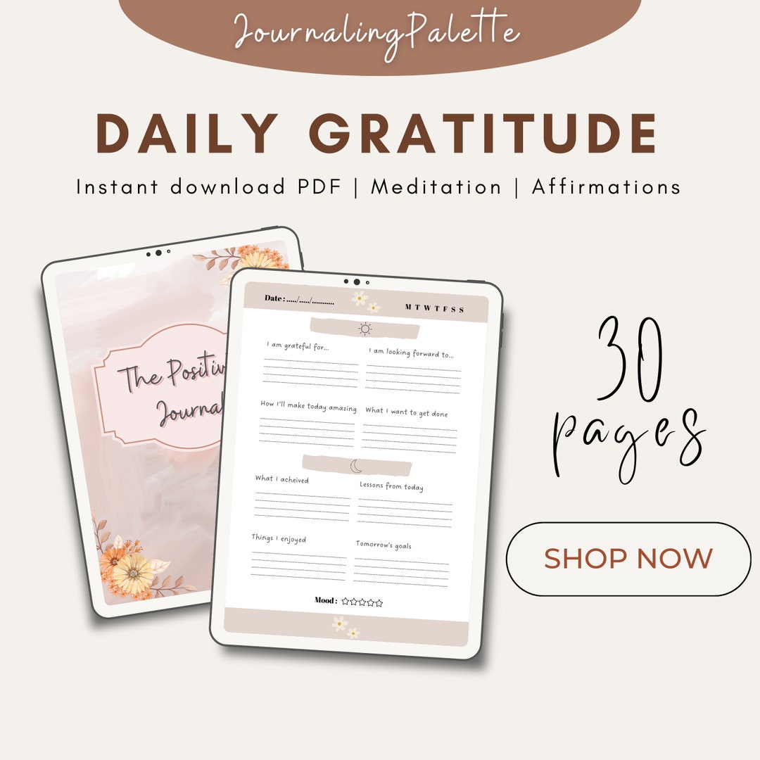 Positivity Journal, Self Care Printable Diary, Gratitude Journal With ...