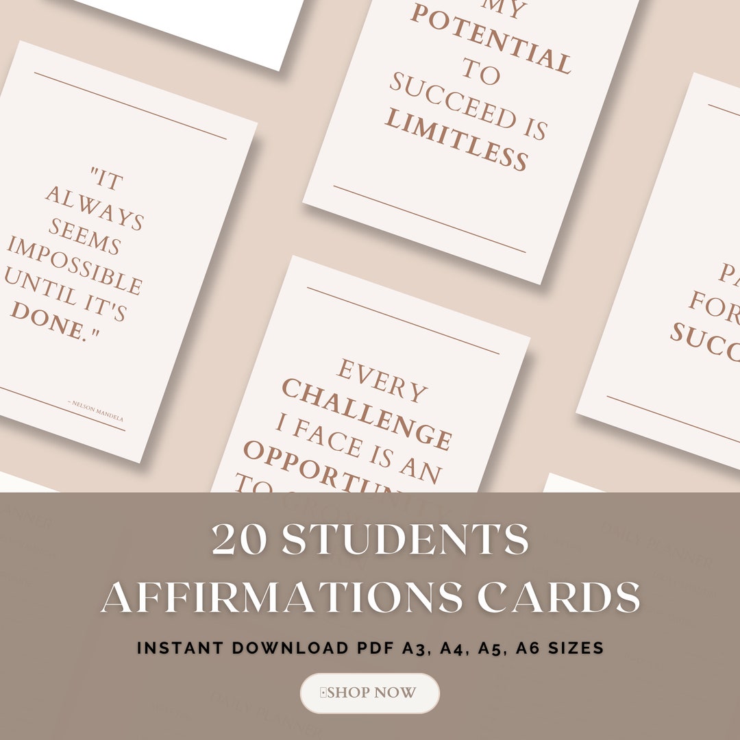 Motivational Cards for Students, Affirmation Cards, Inspiring Wall Art ...