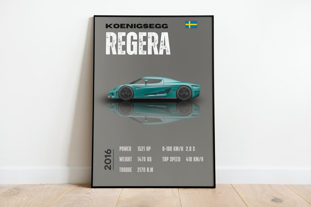 Digital Car Poster 2016 Koenigsegg Regera Poster for Car Enthusiasts ...