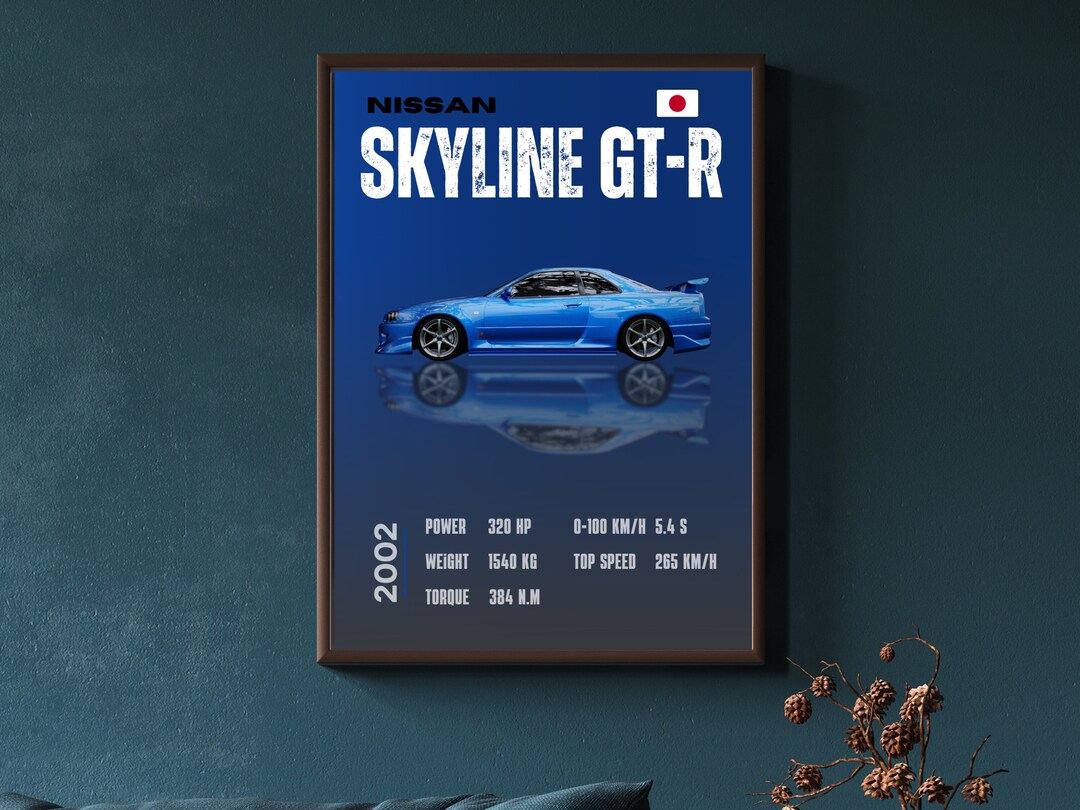 Nissan Skyline GT-R R34 Poster for Car Enthusiasts Luxury - Etsy UK