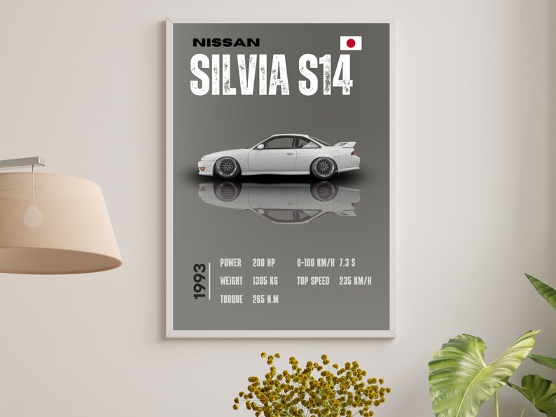 Digital Poster Nissan Silvia S14 Poster for Car Enthusiasts, Luxury ...