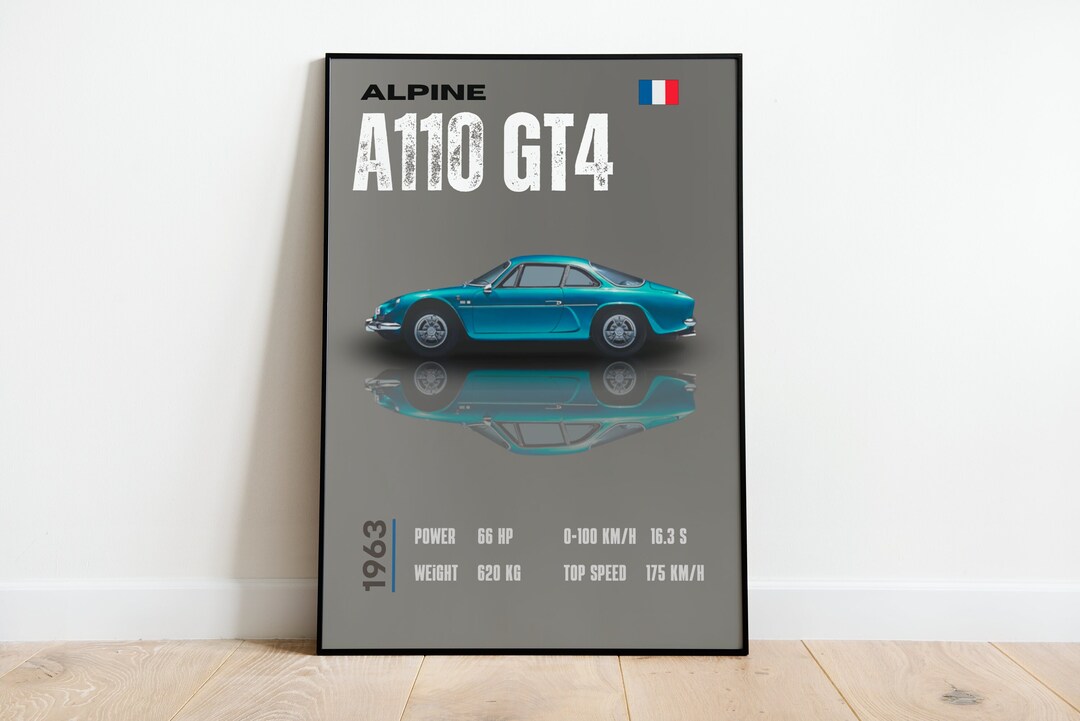Digital Poster Alpine A110 GT4 Car Posters Illustration Prints Children ...