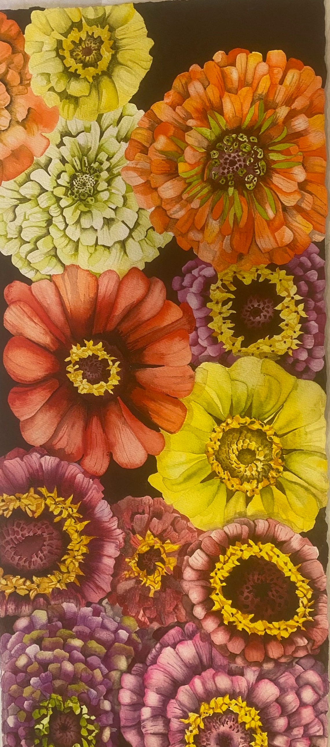 A Lovely Grouping of Zinnias Original Watercolor Floral Wall Art ...