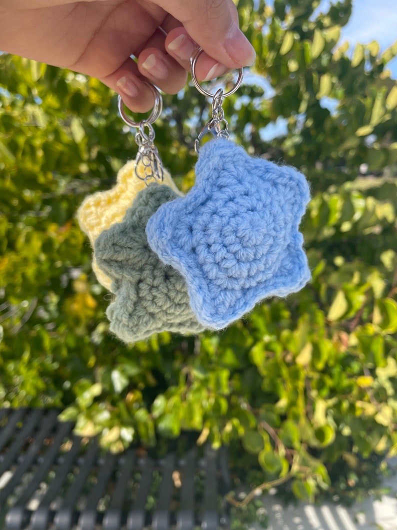 Crochet Star Keychain, Crochet Gift, Yarn Accessory, Handmade Bag Charm ...