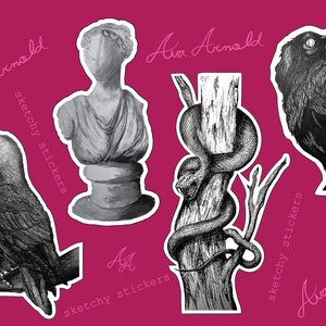 Sketchy Sticker Black and White Set - Etsy