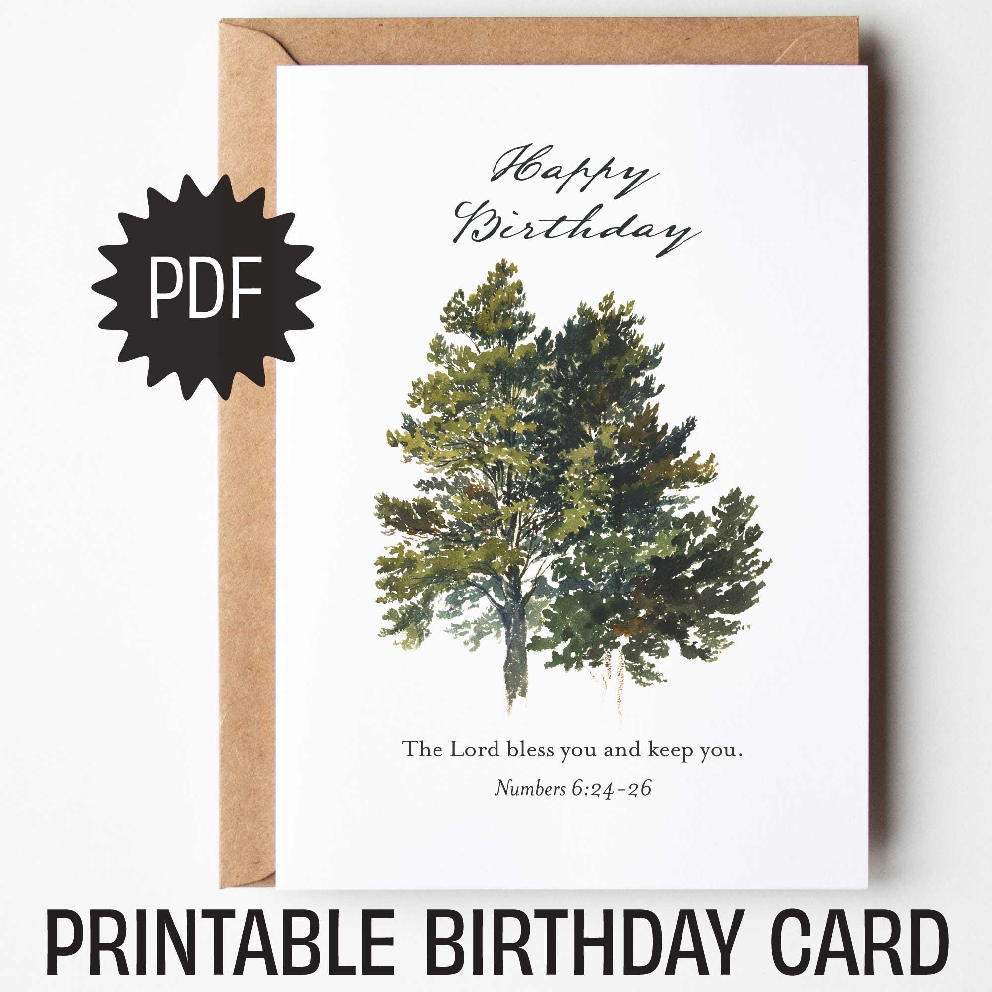 Birthday Card Pine Trees PDF Digital Bible Verse Greeting Card, for Him ...