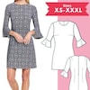 Flared Dress Pdf Sewing Pattern Flutter Sleeve Fit & Flare Dress ...