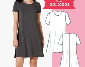 Flared Dress Pdf Sewing Pattern Flutter Sleeve Fit & Flare Dress ...