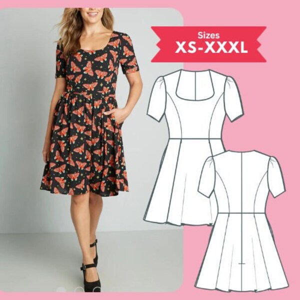 Short Dress Pattern - Etsy