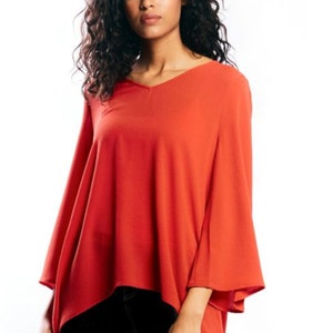PDF Flared Sleeve Top Sewing Pattern Hi-lo Vneck Long Sleeve Blouse ...