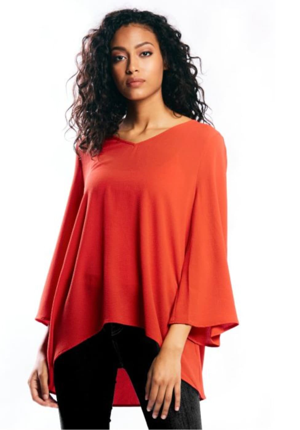 PDF Flared Sleeve Top Sewing Pattern Hi-lo Vneck Long Sleeve Blouse ...