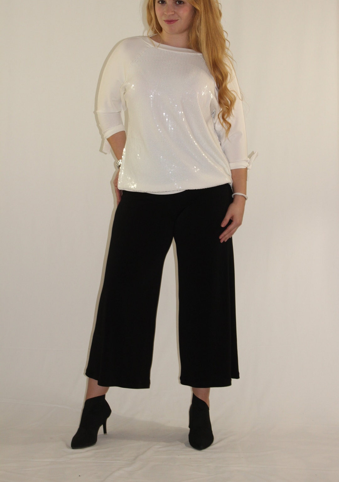 Cropped Pants Pdf Sewing Pattern Women Wide Leg Flare Elastic Waist ...